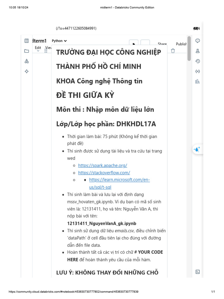 Midterm1 - Databricks Community Edition | PDF