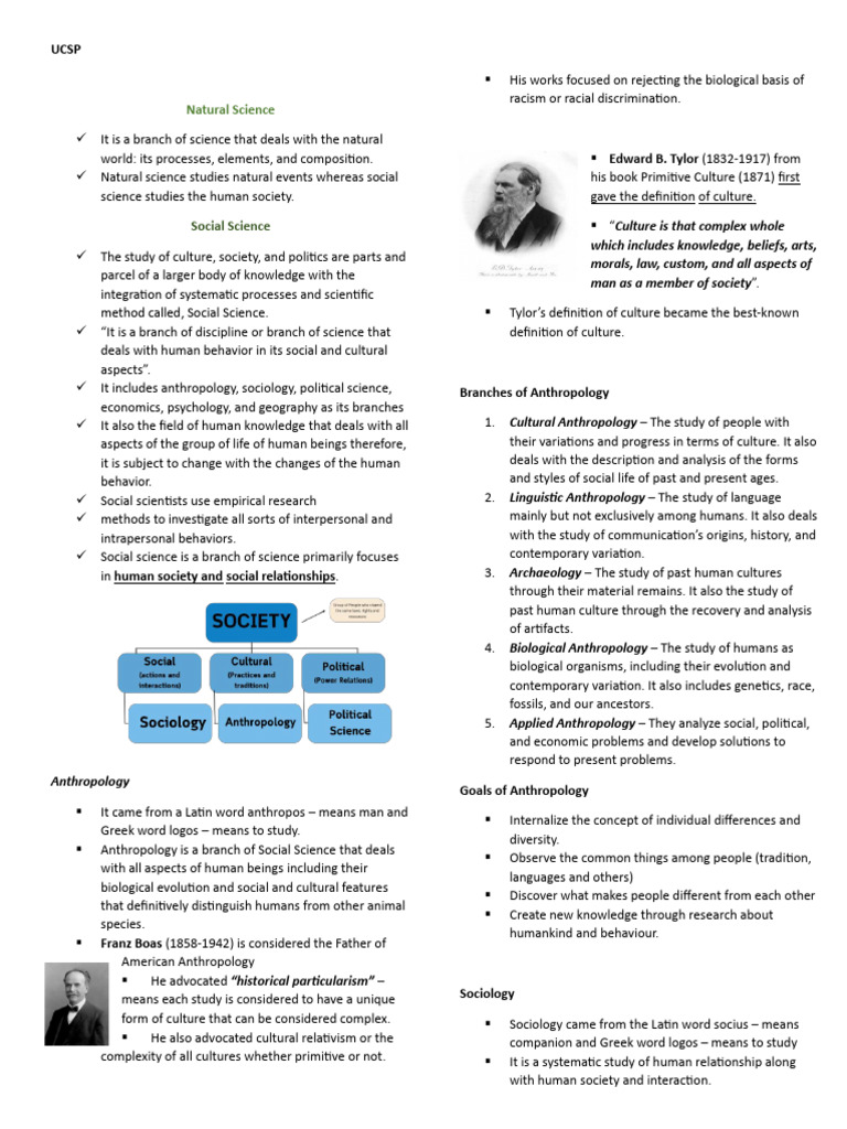 UCSP Reviewer | PDF | Social Sciences | Anthropology