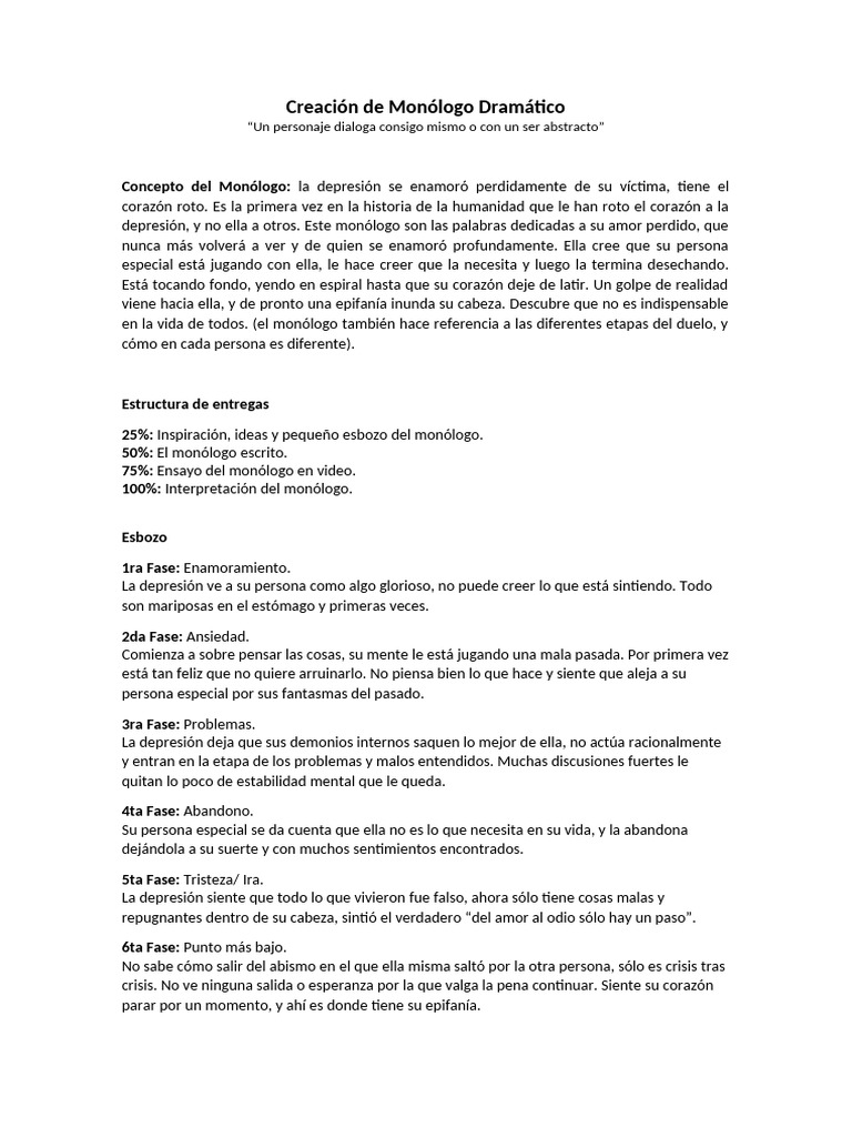 Creación de Monólogo Dramático | PDF | Monólogo