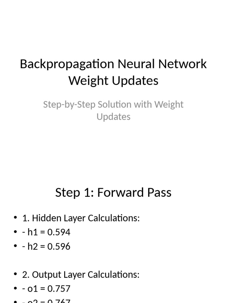 Backpropagation Weight Updates Solution | PDF