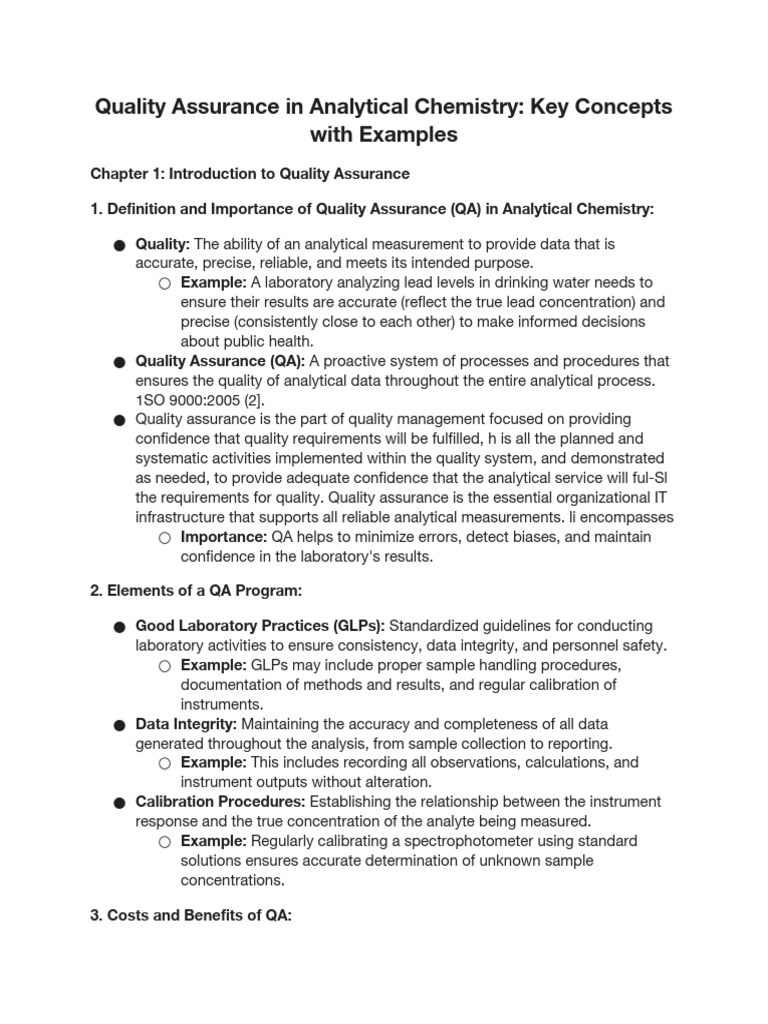 Quality Assurance For Chemist | PDF | Quality Assurance | Standard ...