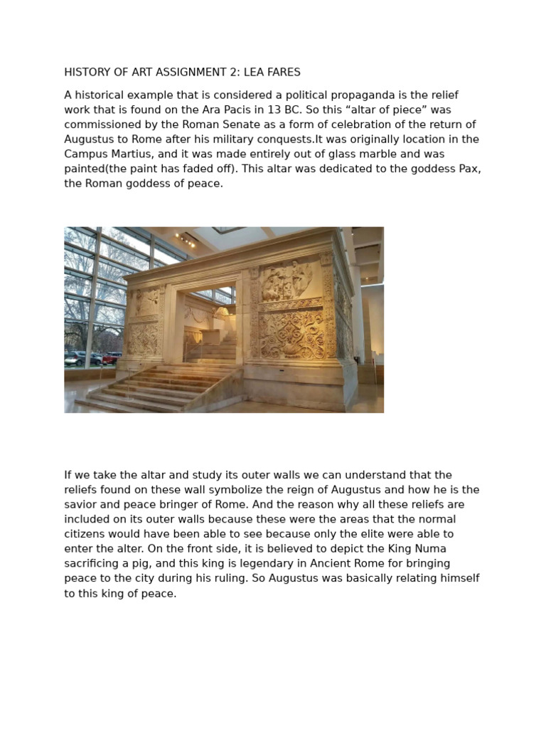 Political Propaganda of the Ara Pacis | PDF | Ancient Rome | Augustus