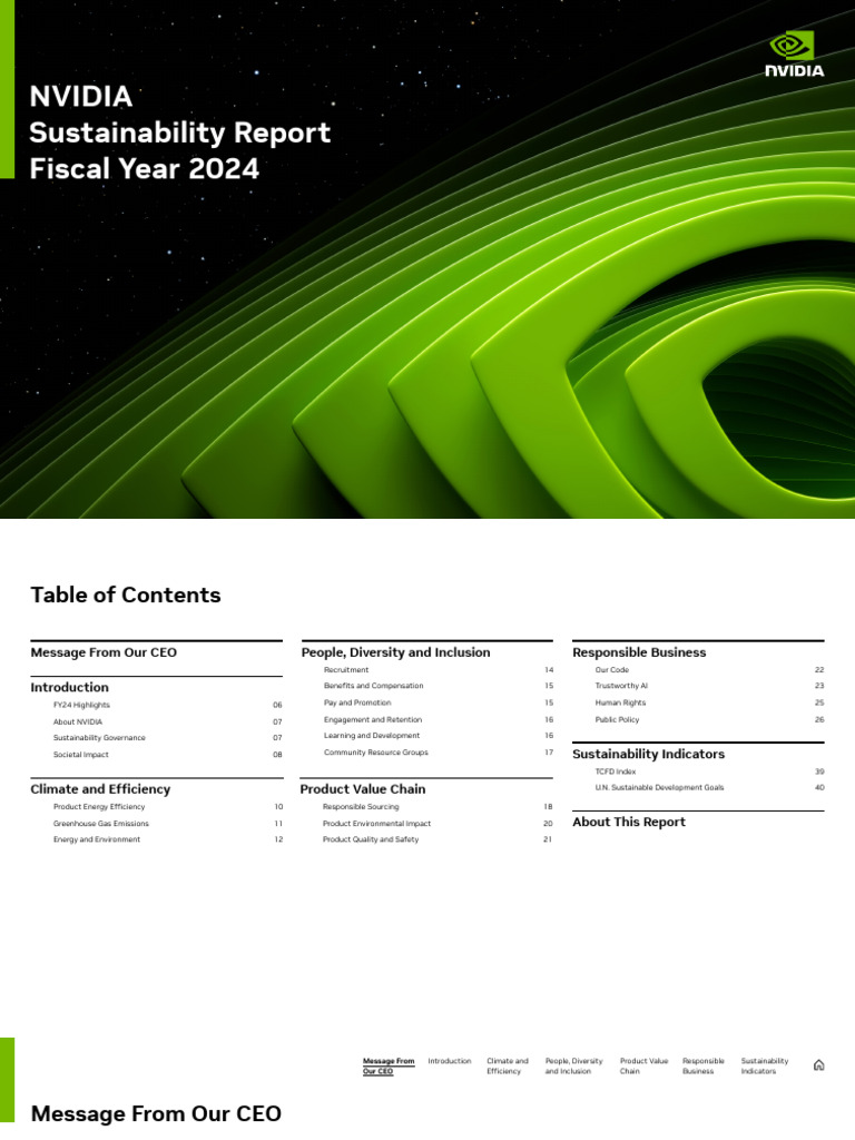 FY2024 NVIDIA Corporate Sustainability Report | PDF | Graphics Processing Unit | Artificial ...