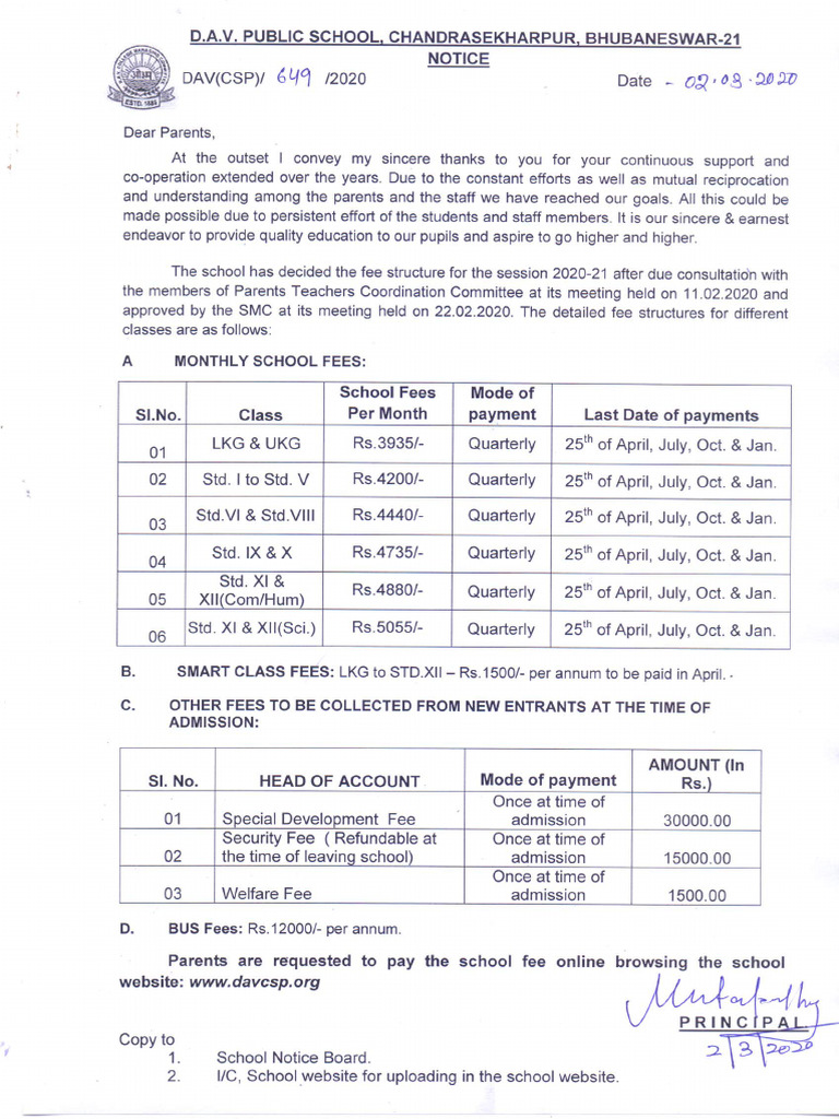 Fee Structure 2020 21 | PDF
