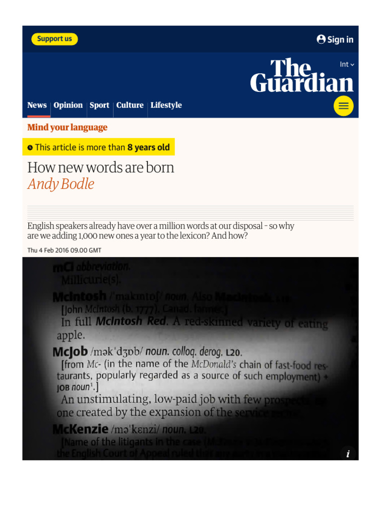 How New Words Are Born - Andy Bodle - The Guardian | PDF | Word ...