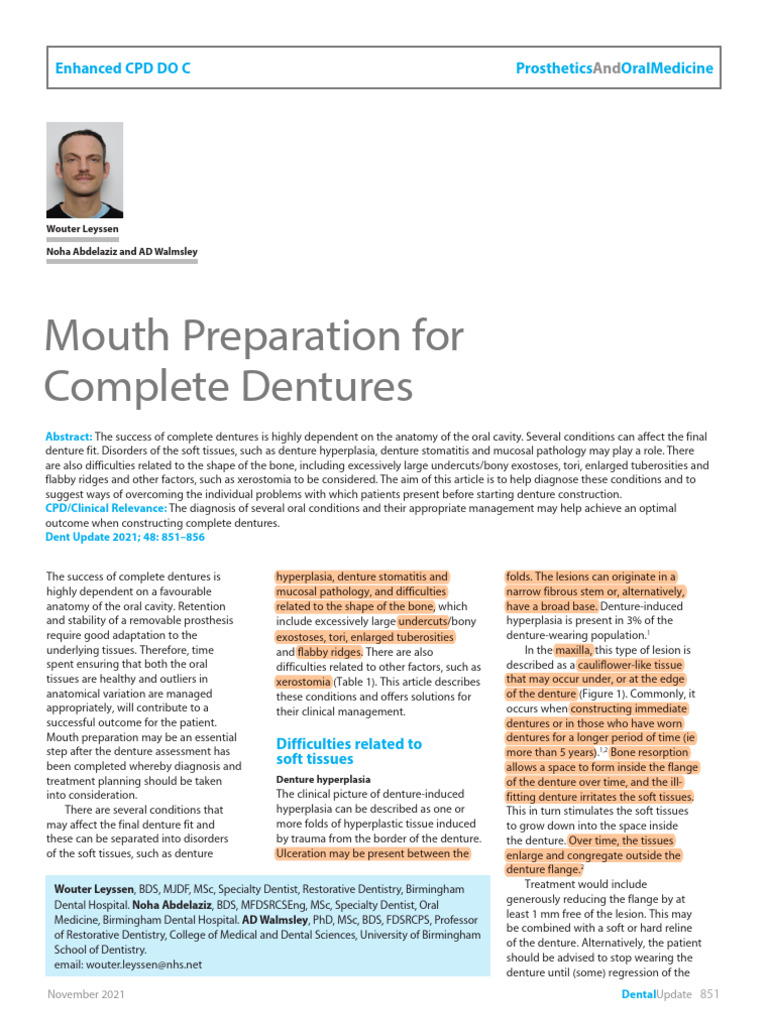 Mouth Preparation | PDF | Dentures | Diseases And Disorders