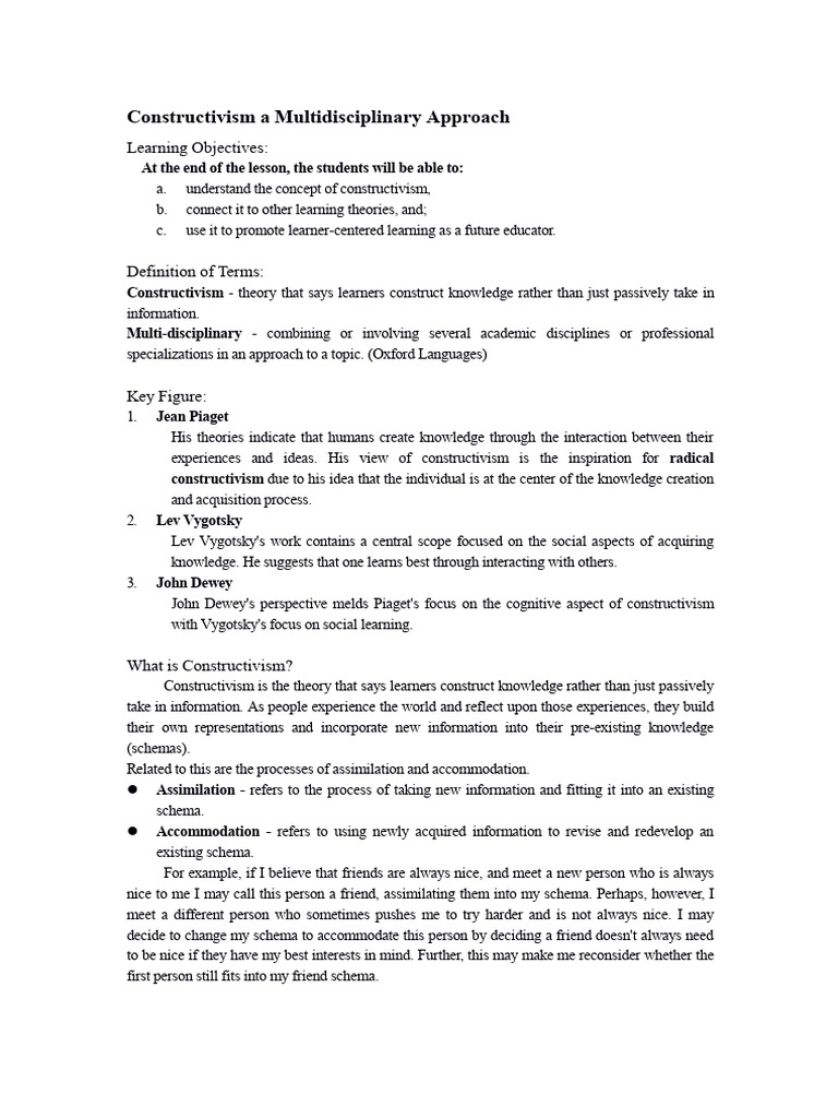 Constructivism A Multi Disciplinary Approach | PDF | Constructivism (Philosophy Of Education ...