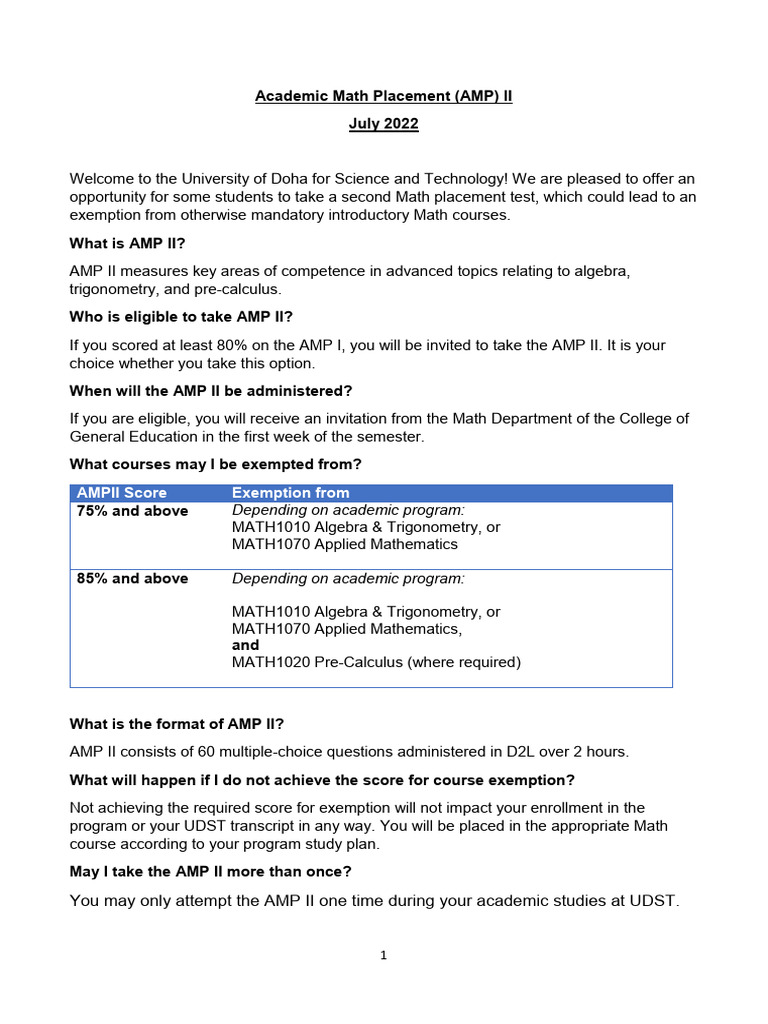 Academic Math Placement II Overview | PDF | Function (Mathematics ...