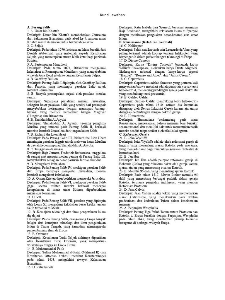 Sejarah Perang Salib dan Reformasi Gereja | PDF | Seni | Agama ...