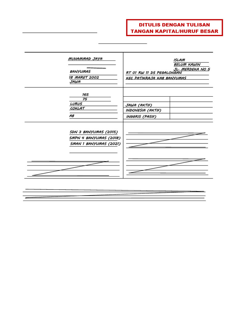 Contoh Pengisian Blanko Riwayat Hidup | PDF