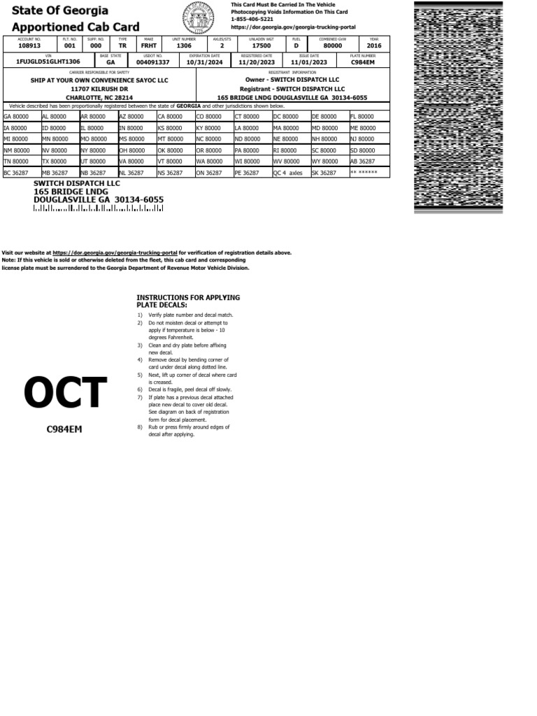 Cab card 10_24 | PDF | Transport | Vehicles