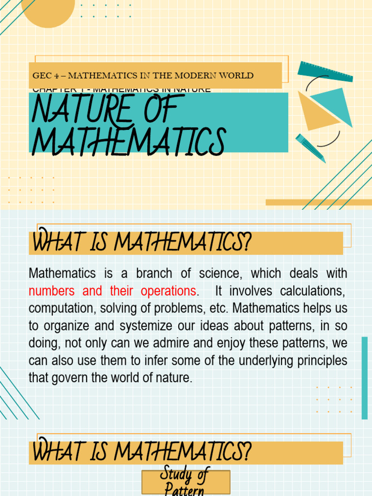 Lesson 1 Nature of Mathematics.pptx (1) | PDF | Pattern | Mathematics