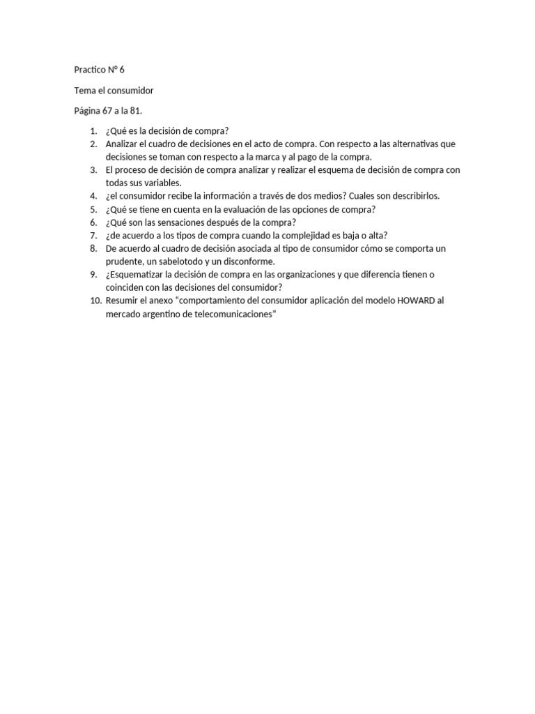 Practico 6 tema consumidor 2da parte | PDF