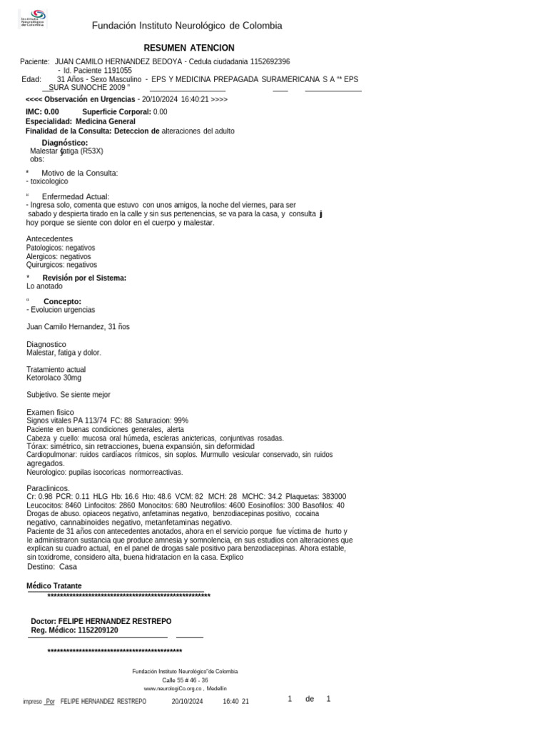 Urgencias: Malestar y Fatiga en Paciente | PDF | Cuidado de la salud ...