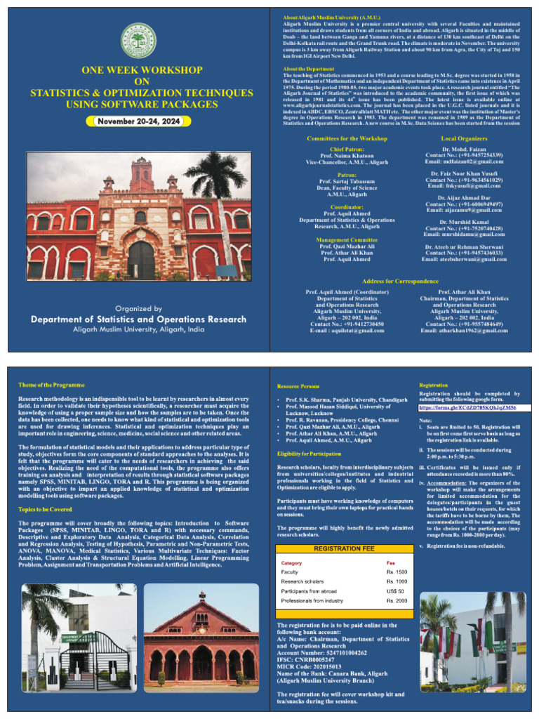 AMU Workshop on Statistics & Optimization | PDF | Methodology ...