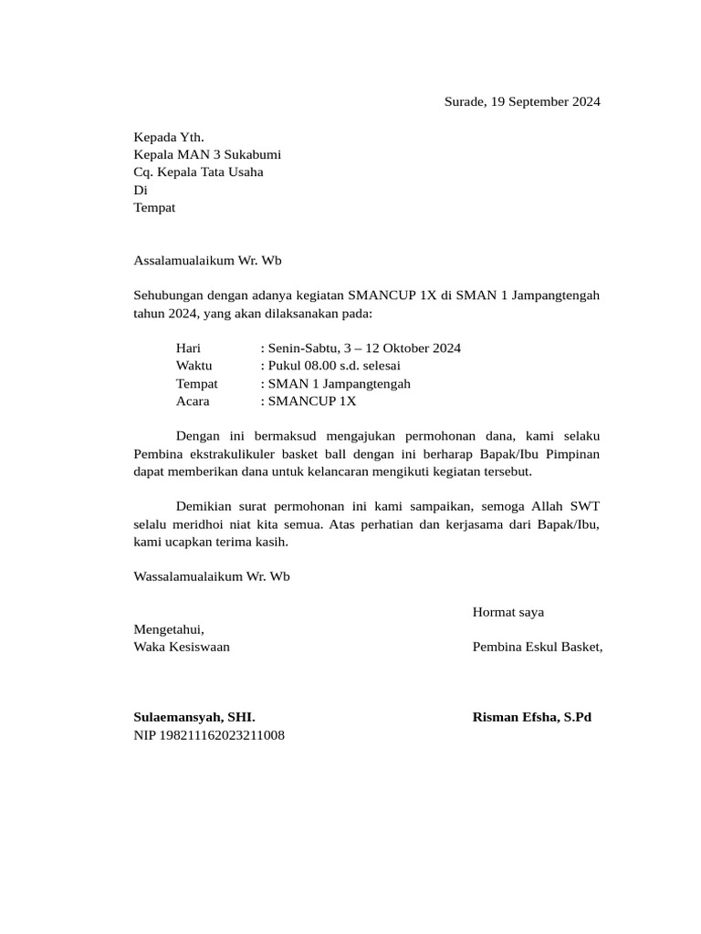 Proposal Basket Smanjat | PDF