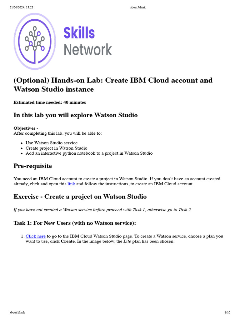 Create IBM Cloud Account and Watson Studio Instance | PDF | Computer Science | Information ...