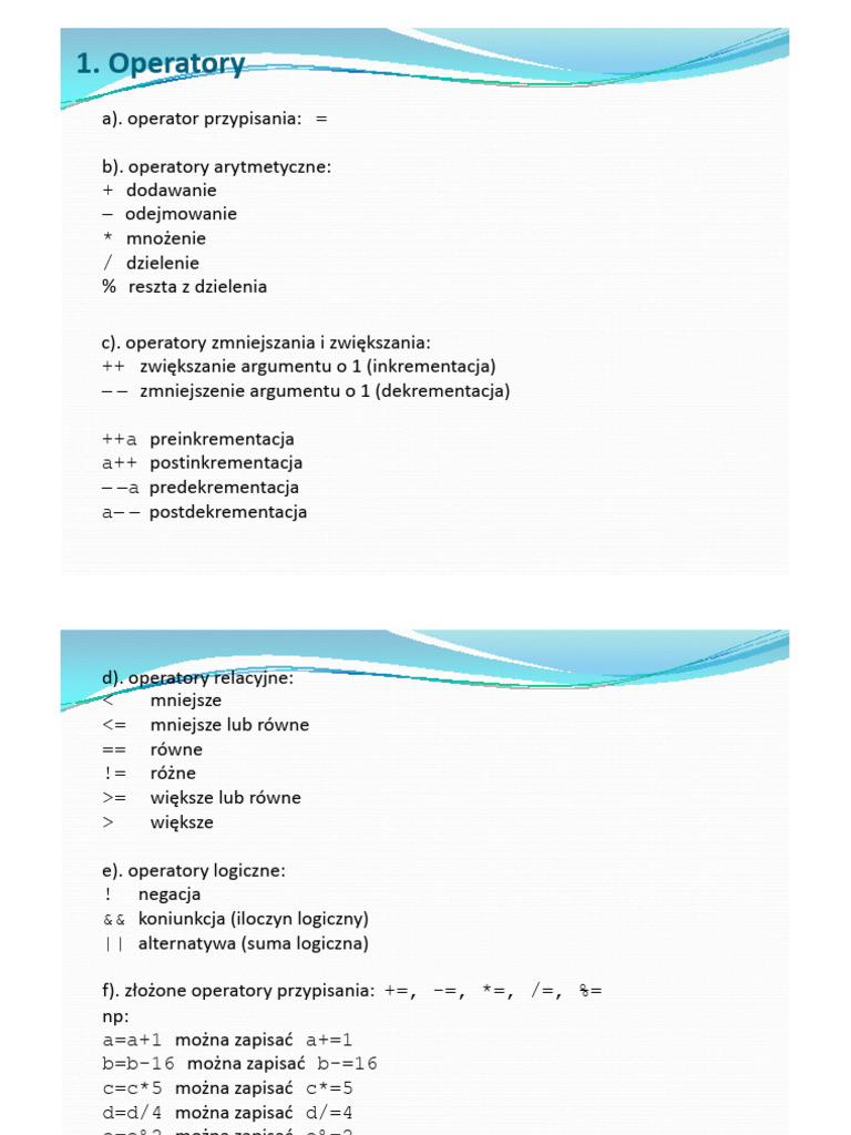 Operatory Wyrażenia Arytmetyczne | PDF