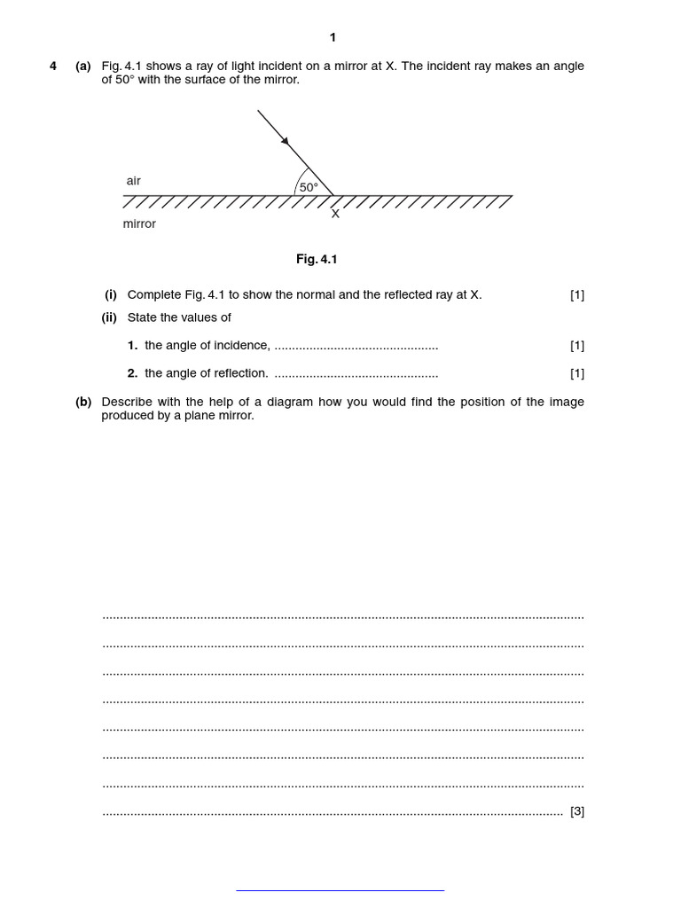 3-2 Light Past Paper Question | PDF | Optics | Refraction