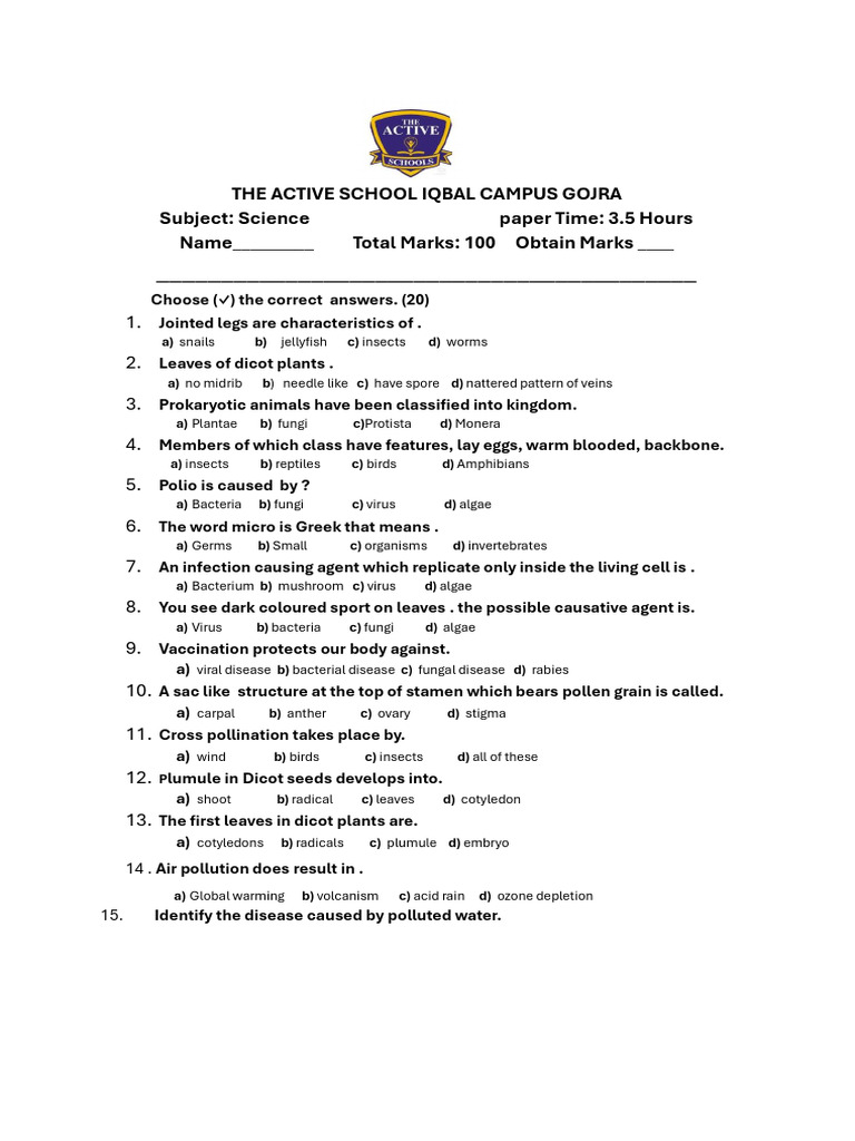 paper science class 5th | PDF | Pathogen | Bacteria