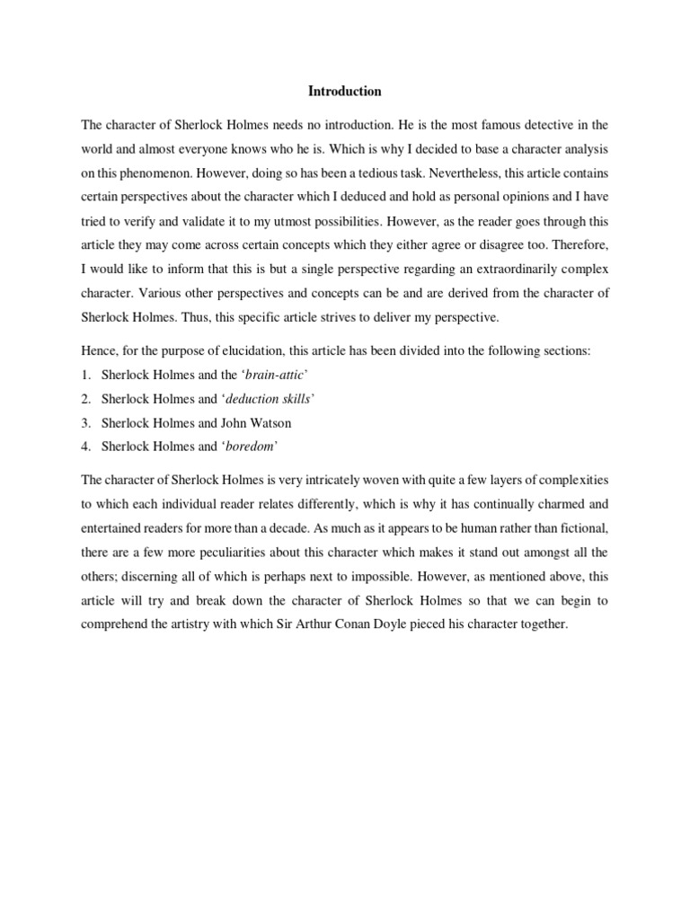 Sherlock Holmes Character Analysis | PDF | Sherlock Holmes | Dr. Watson