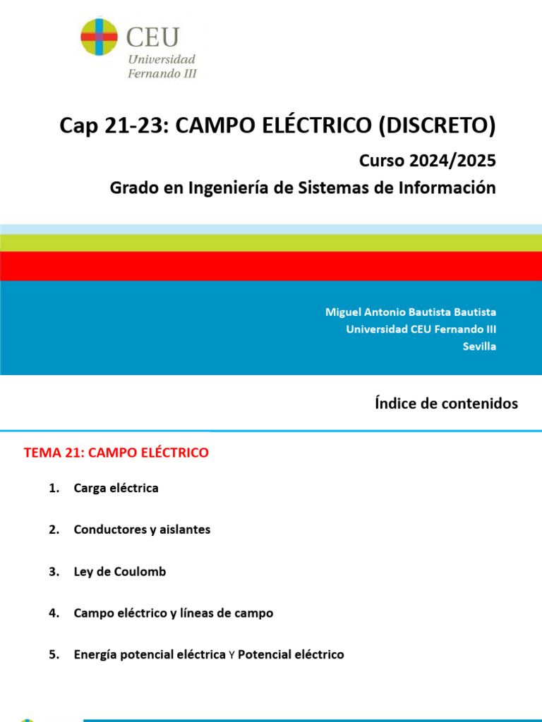 Tema 1 Cap21-23 | PDF | Carga eléctrica | Electrón