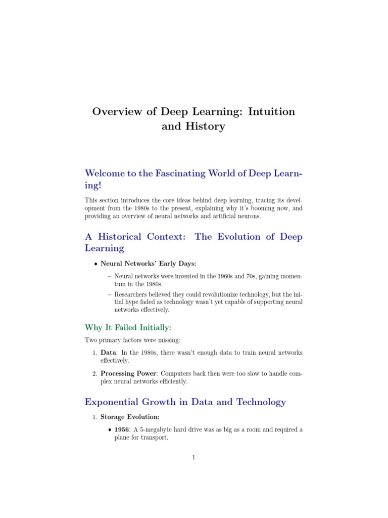Overview of Deep Learning - Intuition and History | PDF | Deep Learning | Artificial Neural Network
