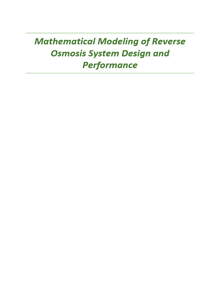 TechnicalJournal2023 2003 Mathematical Modeling Reverse Osmosis System ...