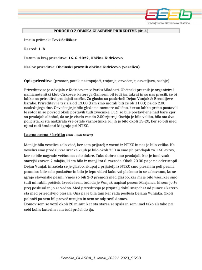 2022 Poročilo Glasba | PDF