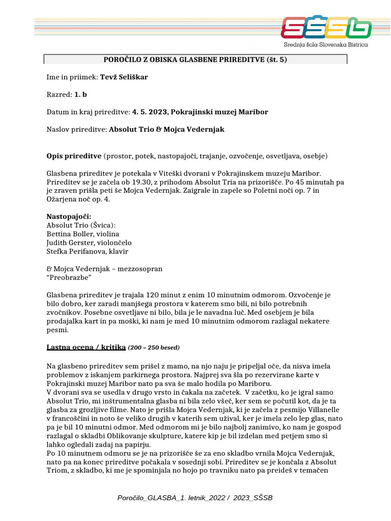 2022 Poročilo Glasba | PDF