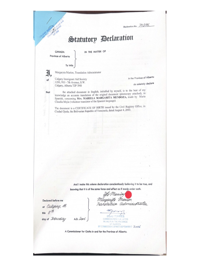 Statutory Declaration | PDF