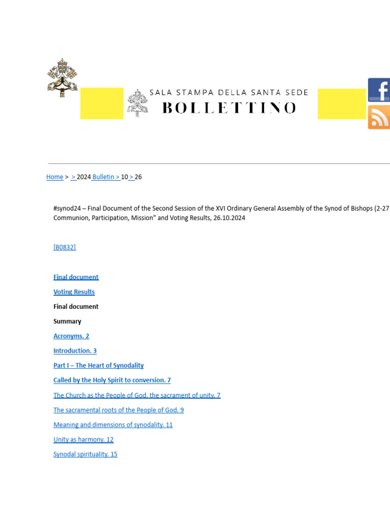 Synod Final | PDF | Catholic Church | Eucharist