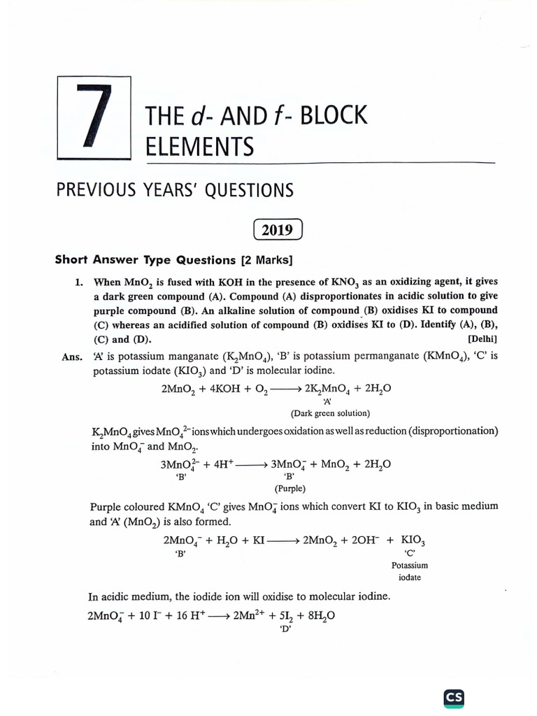 PDF 3 - D and F Block PYQ | PDF