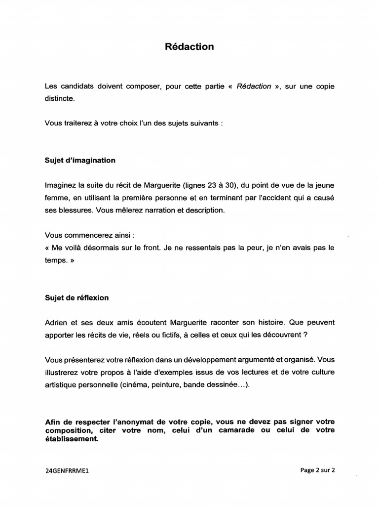 Français - Brevet Rédaction | PDF