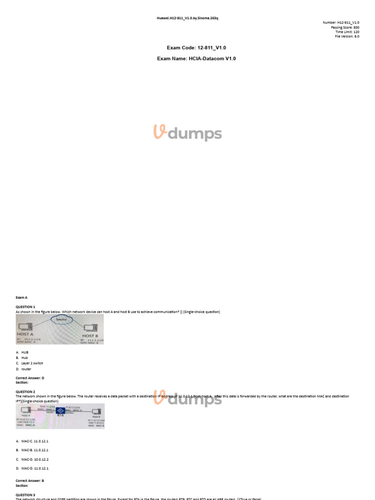Huawei.H12-811 V1.0.by .Sinoma.263q | PDF | Computer Network ...