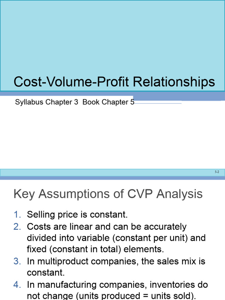 Chapter - 3 - Cost Volume Profit Relationships | PDF | Business Economics | Financial Accounting