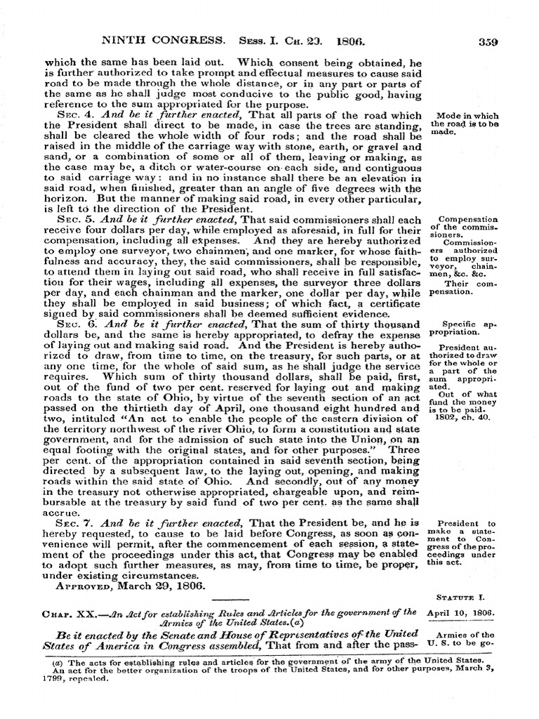 Road Construction and Army Regulations 1806 | PDF | Oath Of Office ...