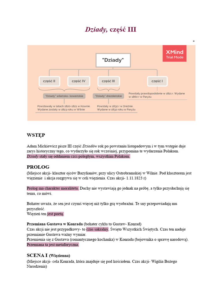 Dziady Czesc III Omowienie Lektury 1 | PDF