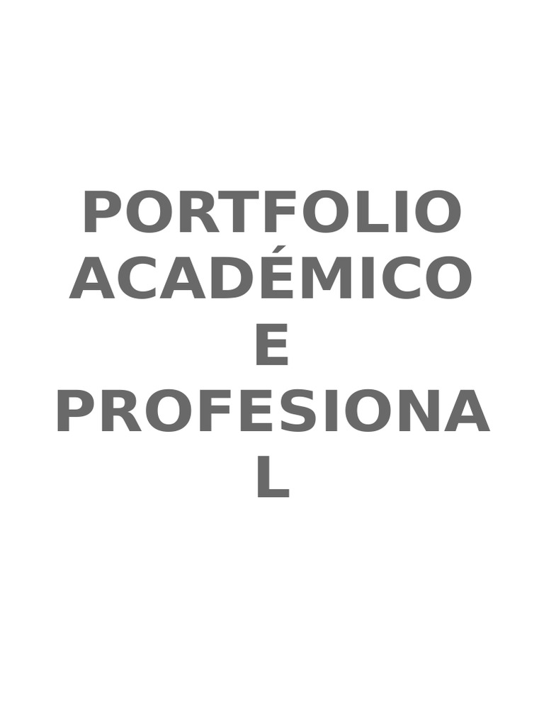 Portoflio Académico e Profesional | PDF