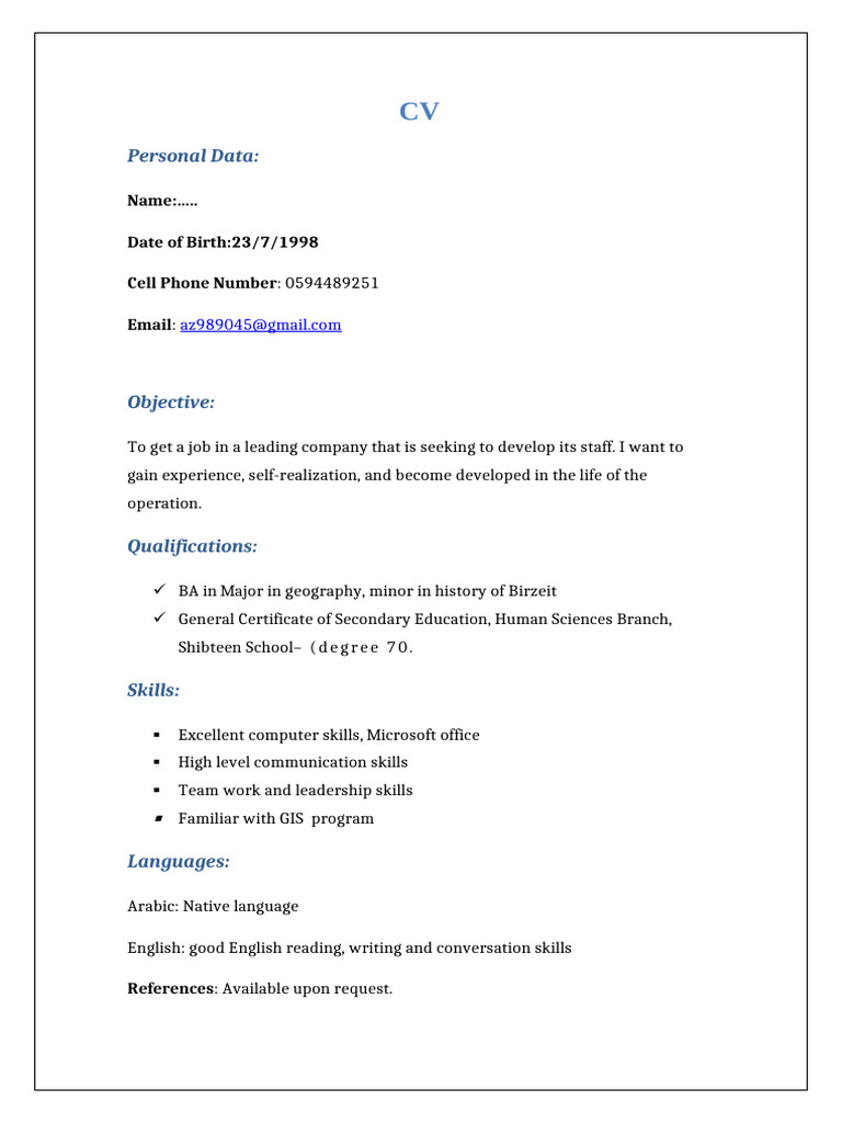 English CV | PDF | Career & Growth | Business