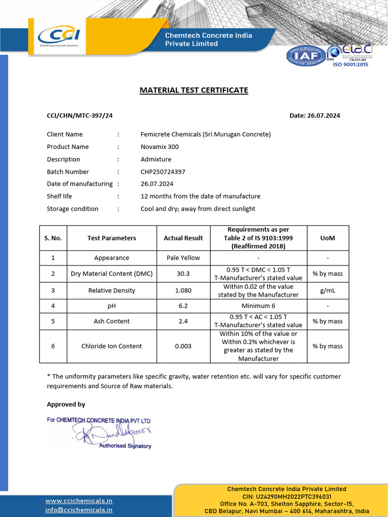 MTC-Novamix 300, 397, 26.07.2024 | PDF | Concrete | Building Materials