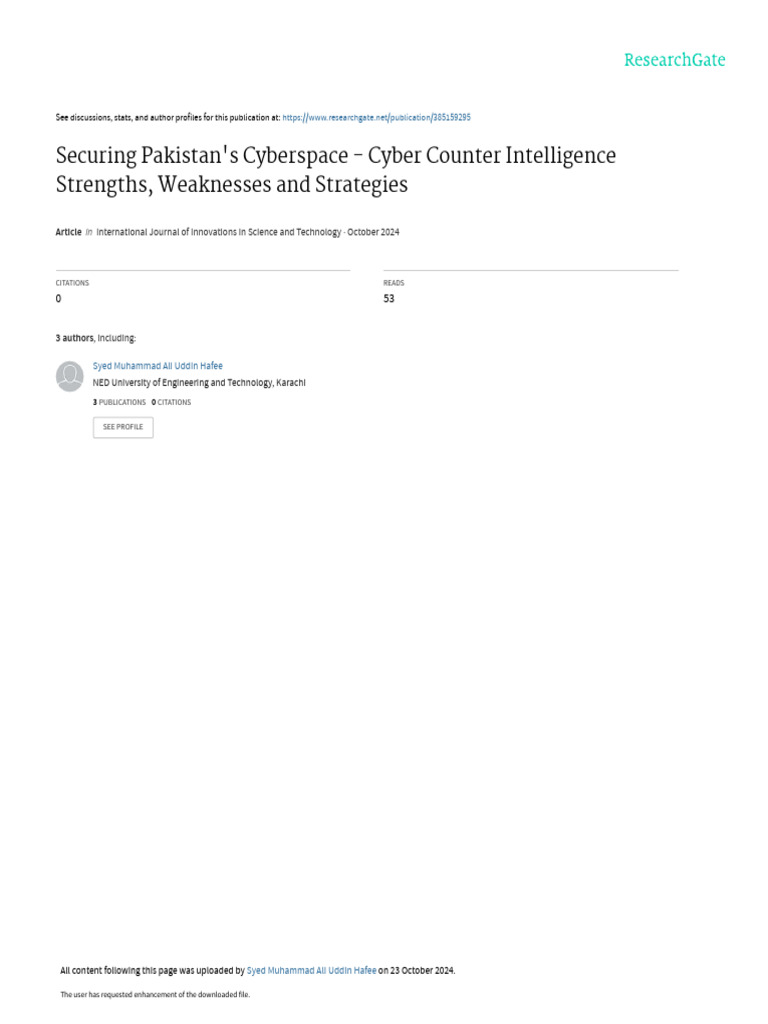 Securing Pakistans Cyberspace Cyber Counter Intelligence Strengths ...