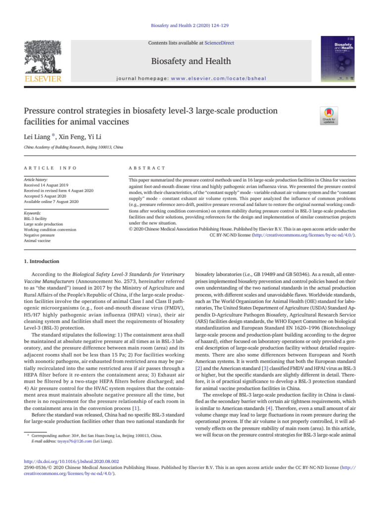 Pressure Control Bosafety Level-3 | PDF