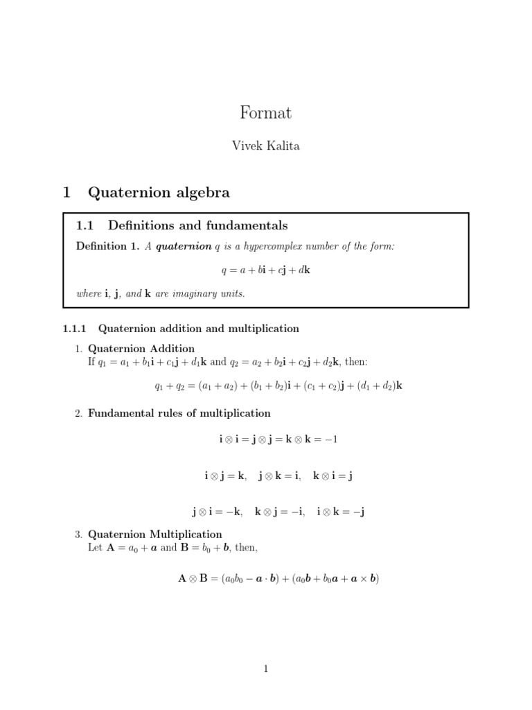 Quaternion_algebra | PDF | Euclidean Vector | Rotation