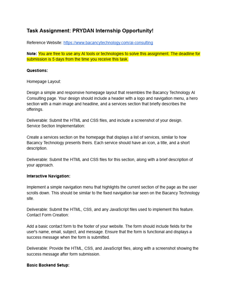 Full Stack Developer - Internship Questions | PDF | Java Script | Websites