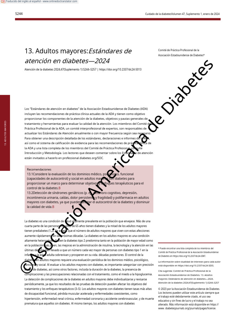 ADA 2024-250-320.en - Es | PDF | Diabetes | Demencia
