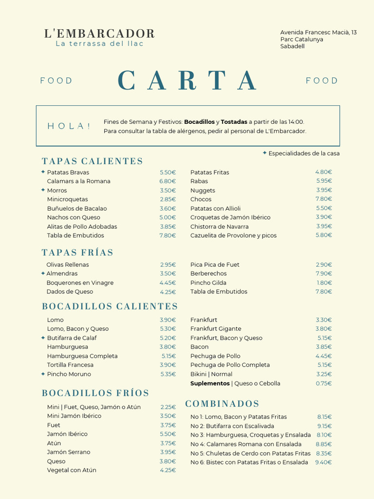 Carta Esp | PDF | Cocina occidental | Cocina
