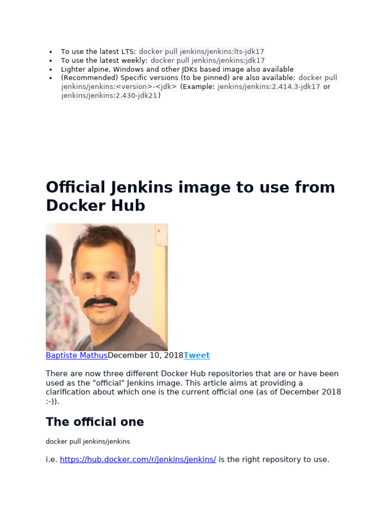 Official Jenkins Docker Image Guide | PDF