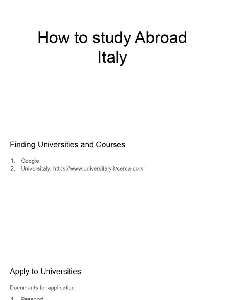 How To Study Abroad Italy | PDF
