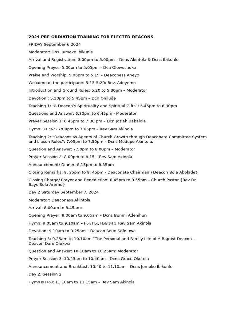2024 Pre-Ordination Training For Deacons Elect. Original | PDF | Deacon ...
